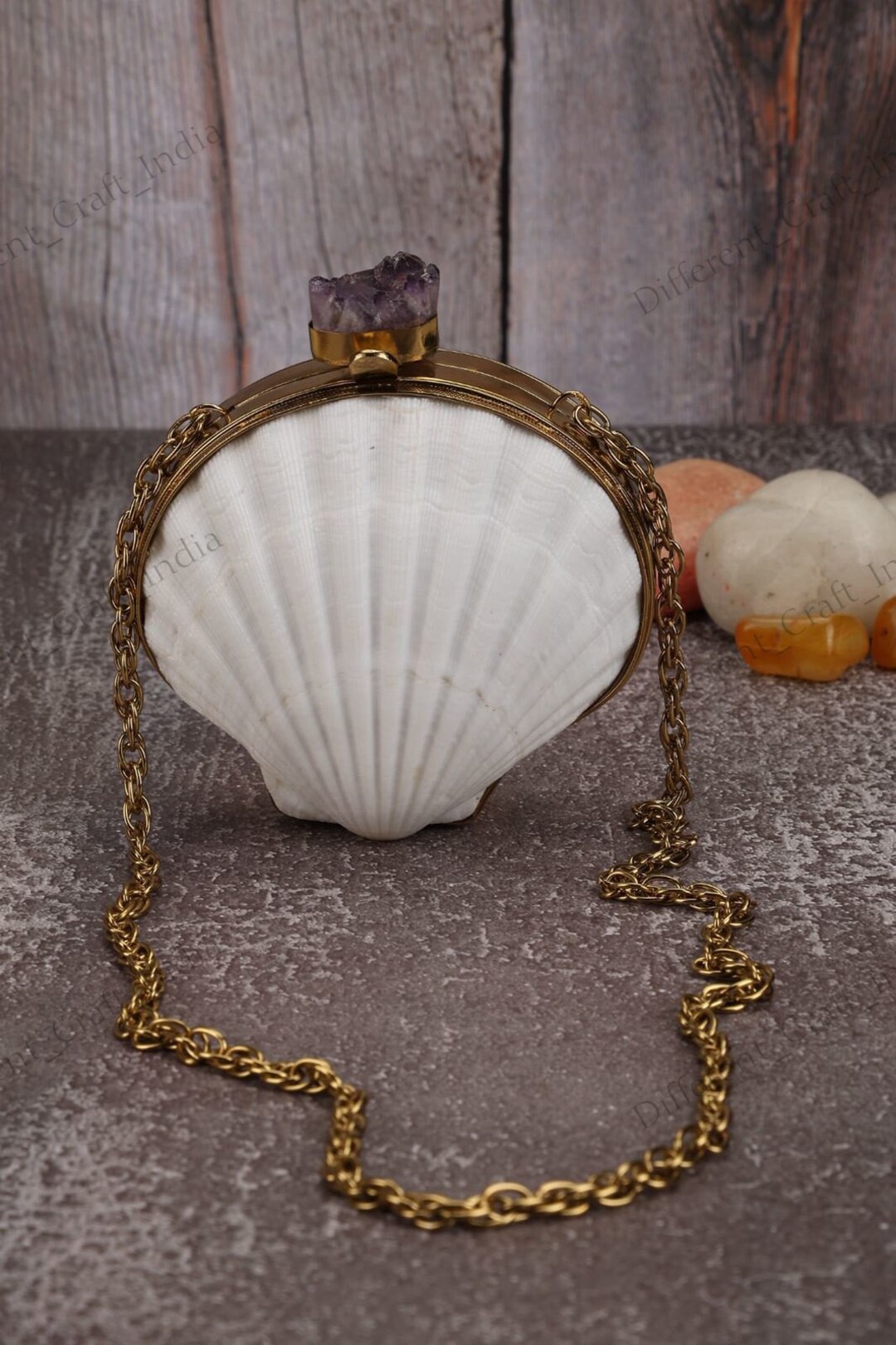 Original SCALLOP Purse, Natural Solid Sirene Sea Shell Minaudiere ...