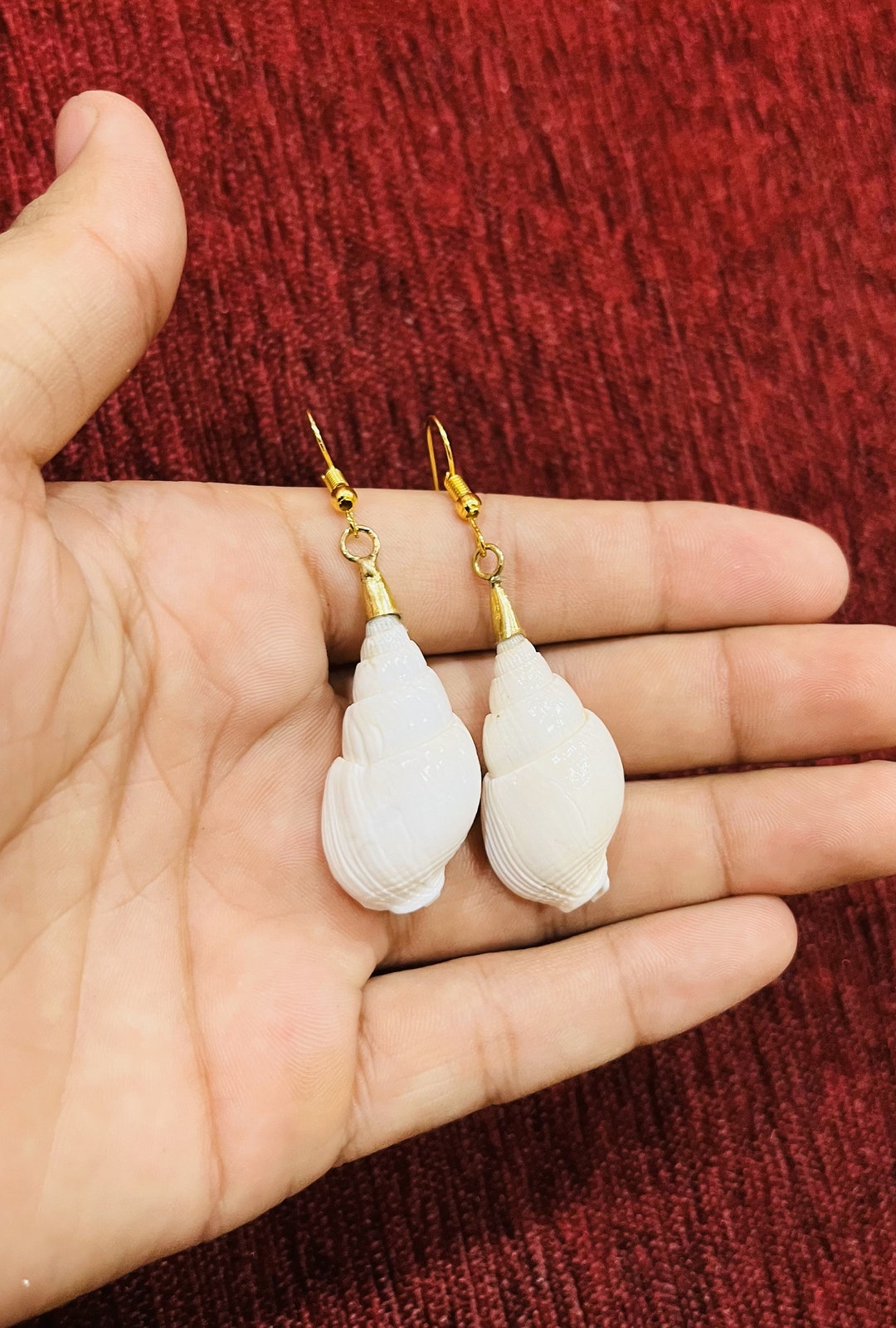 Conch Shell Earrings, Dainty Shell Earrings, Fish Hook Shell Earring ...