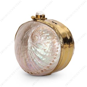 Mini Pink Abalone Seashell Purse With Real Shell-pearl Knob & Gold ...