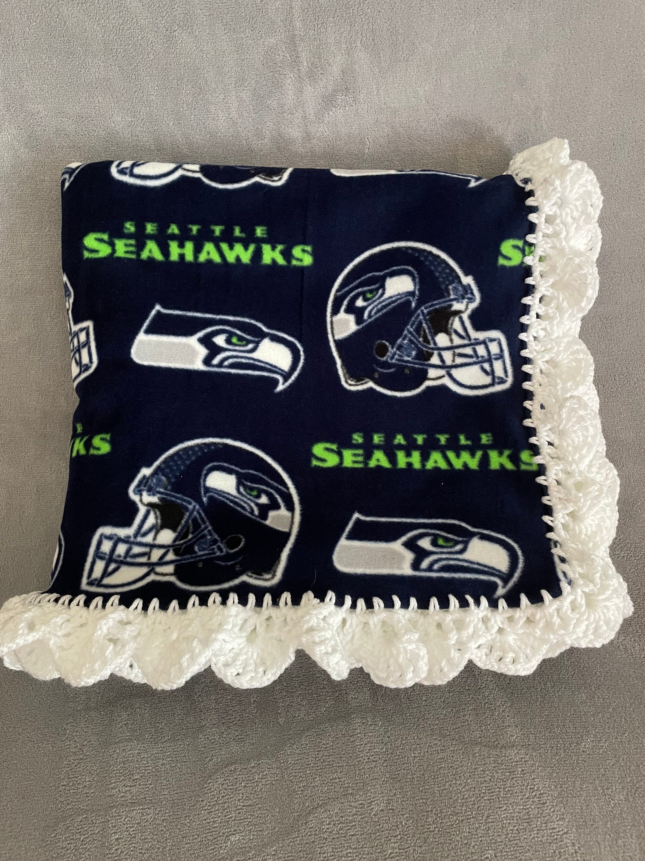 Seattle Seahawks Fleece Throw Blanket With Crocheted Border | Etsy