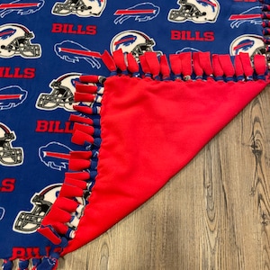 Buffalo Bills Hand Made Double Thick Fleece Tie / Throw Blanket 50" X ...