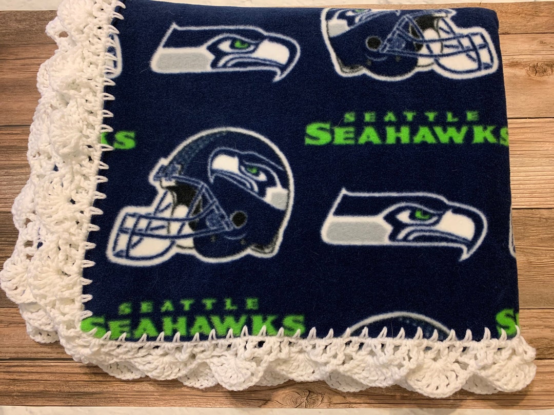 Seahawks Baby Blanket With Crocheted Border 36" X 50" - Etsy
