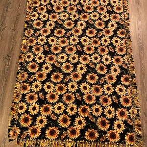Sunflower Hand-made Double Thick Fleece Tie / Throw Blanket 50" X 80 ...