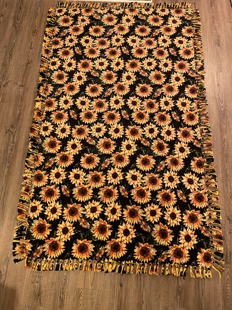 Sunflower Hand-made Double Thick Fleece Tie / Throw Blanket 50" X 80 ...