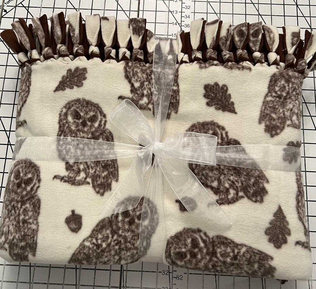 Owls and Acorns Handmade Double Thick Fleece Tie Blanket 52" X 54" - Etsy