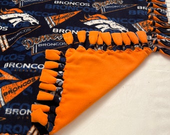 Denver Broncos Fleece Tie Blanket - Etsy