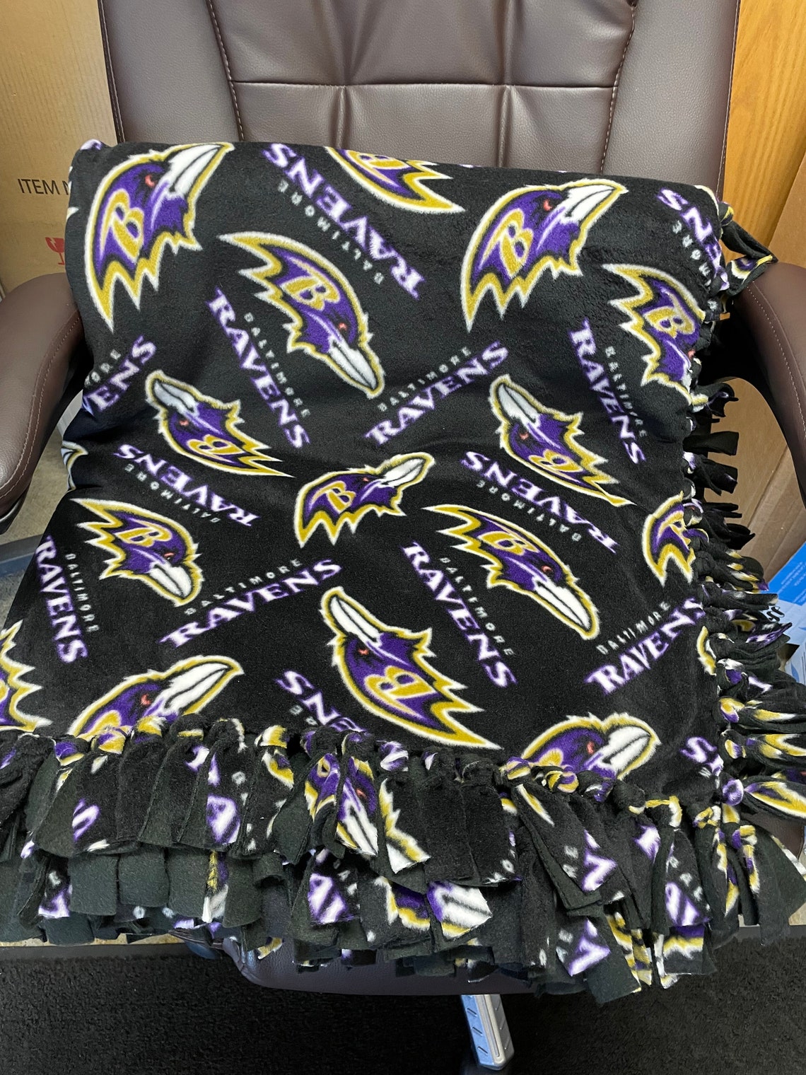Baltimore Ravens Hand Made Double Thick Fleece Tie Blanket /throw ...