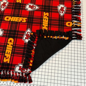 Kansas City Chiefs Plaid Handmade Double Thick Fleece Tie Blanket 52"x ...