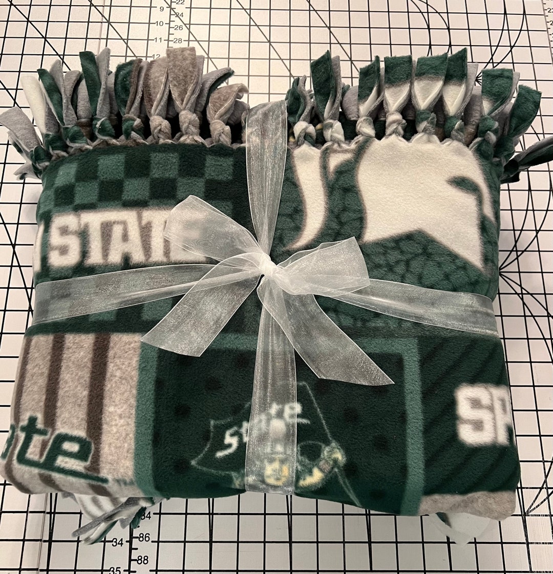 Michigan State University Handmade Double Thick Fleece Tie Blanket 52 X ...