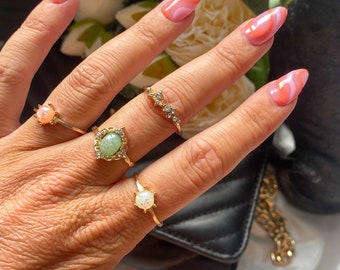 Gemstone Ring Set | Etsy