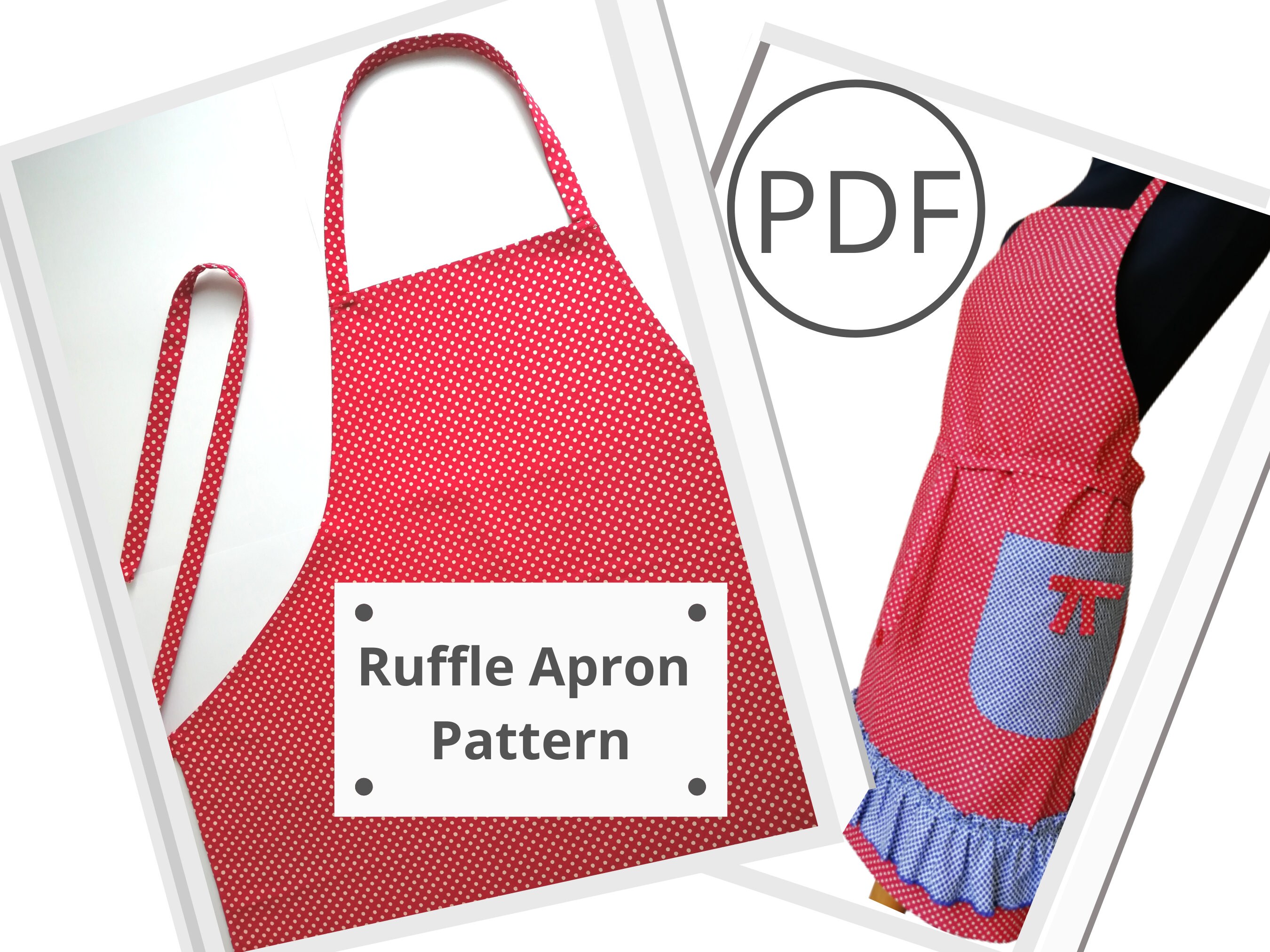 Ruffle Cooking Apron Pattern PDF, Easy Sewing Adult Ruffle Apron for ...