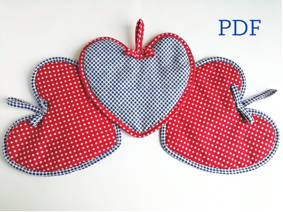 Heart Pot Holders Easy Sewing Pattern Oven Mitt Kitchen Gifts - Etsy