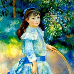 Girl With A Hoop Children Play French Garden 1885 by Pierre Auguste ...