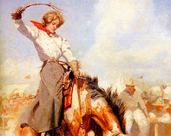 Girl Rodeo Rider Cowgirl Bronc Riding American Painting William Dunton ...