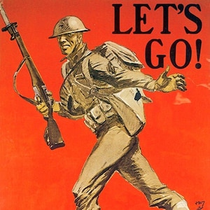 Let's Go! U.s.marines Soldier Rifle M‐1 World War Ii Vintage Poster ...