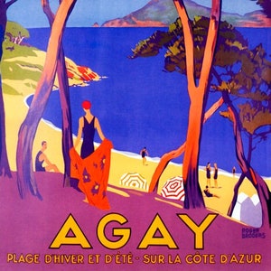 Agay Winter Summer Beach Cote D'azur France Travel Vintage Poster Repro ...