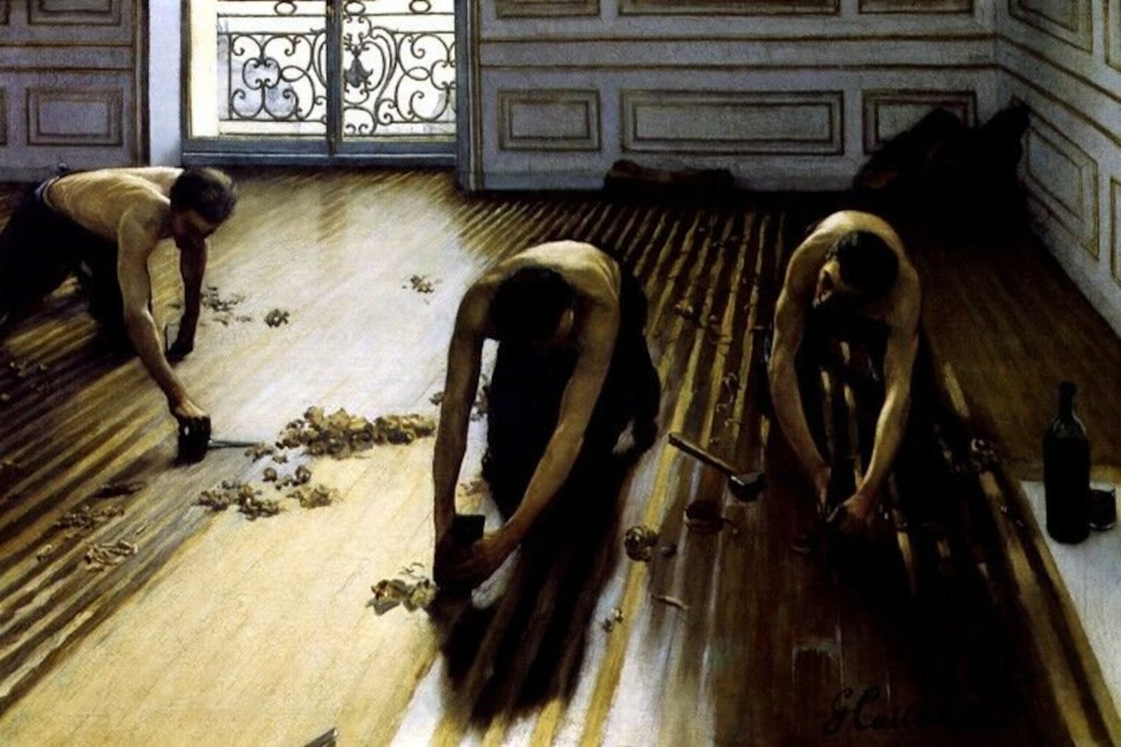 Floor Scrapers Working Robust Men 1875 Painting By Gustave | Etsy