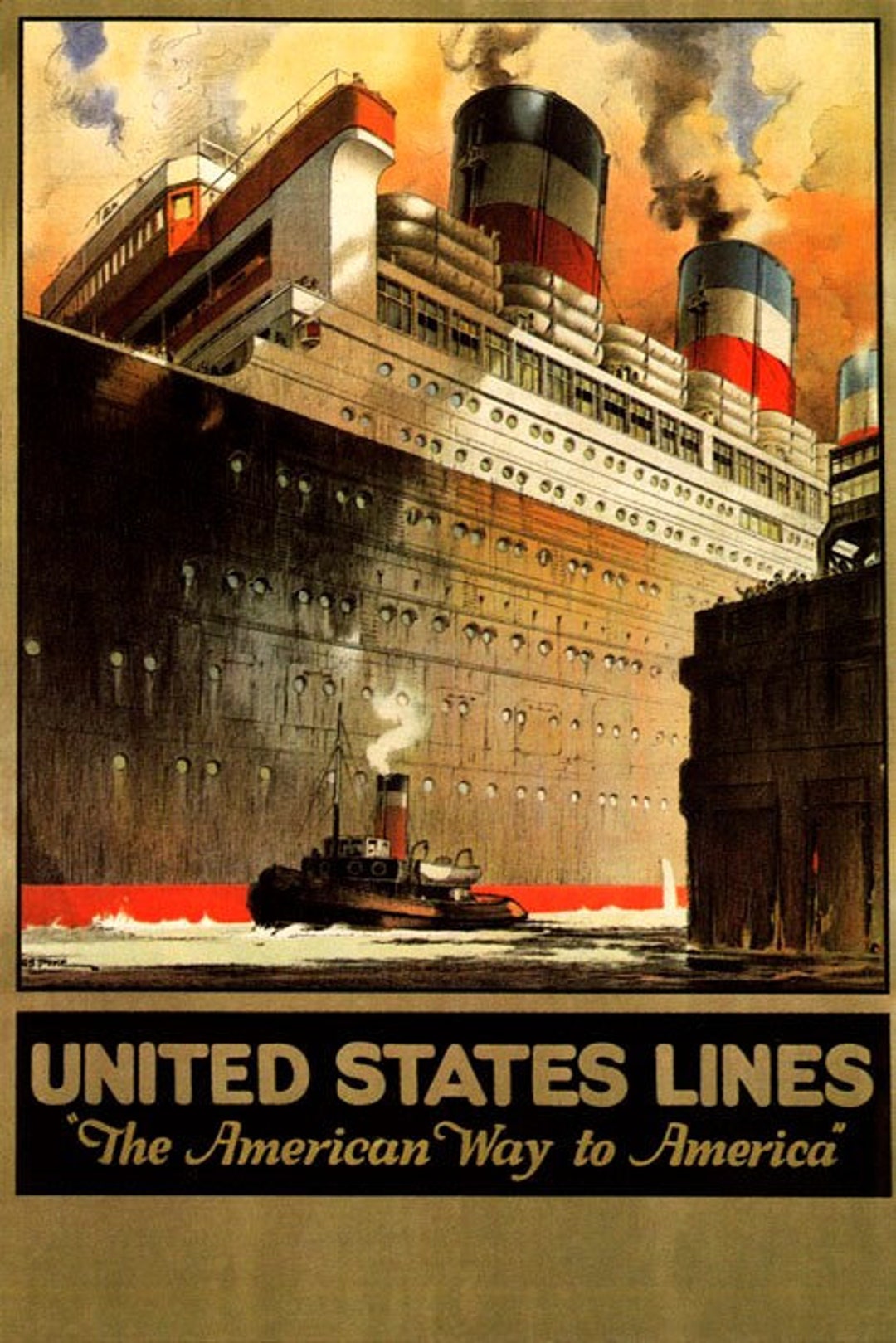 Ship the American Way to America United States Lines Travel - Etsy