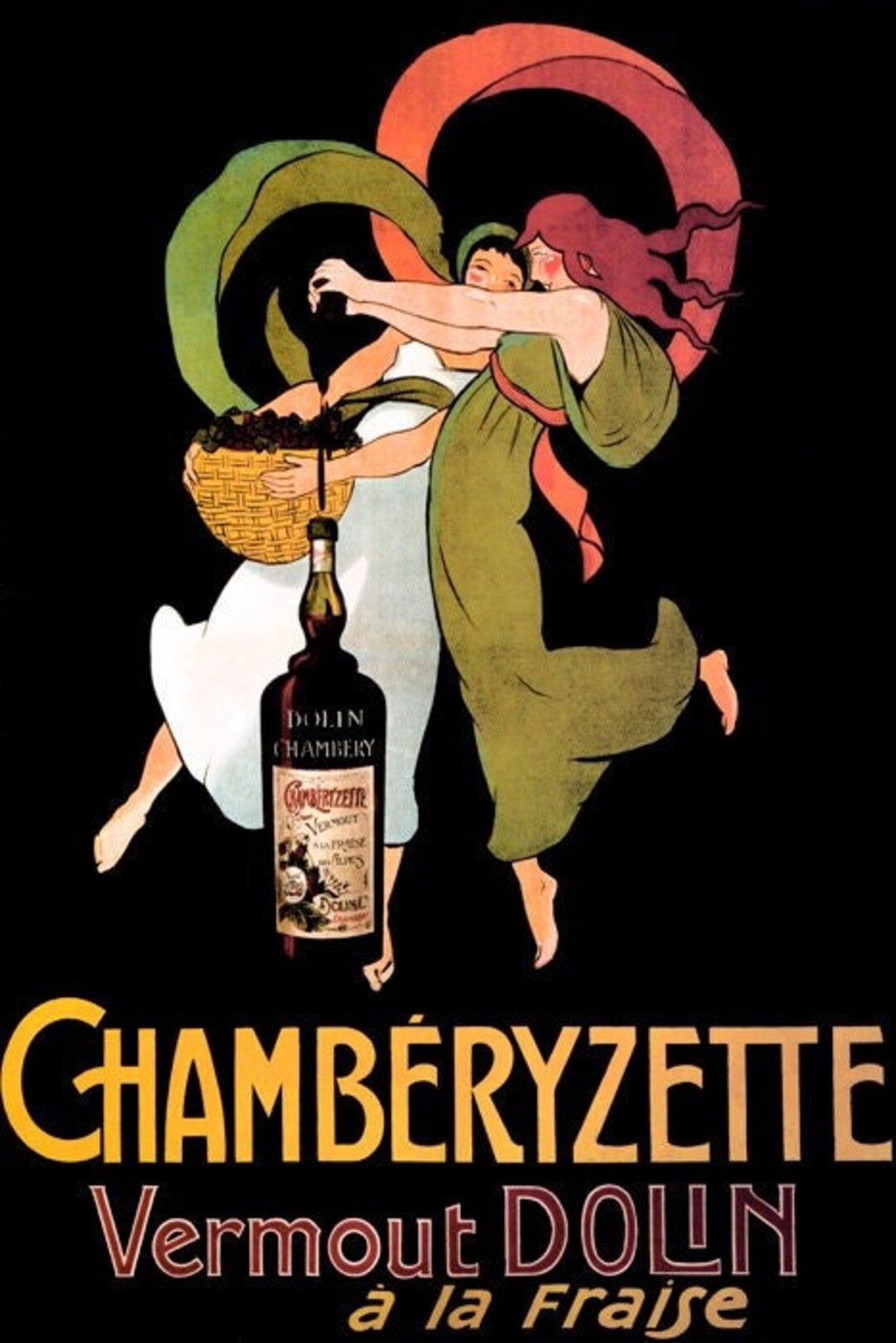 Vermouth Dolin Chamberyzette Girls Grapes French Aperitif Vintage ...