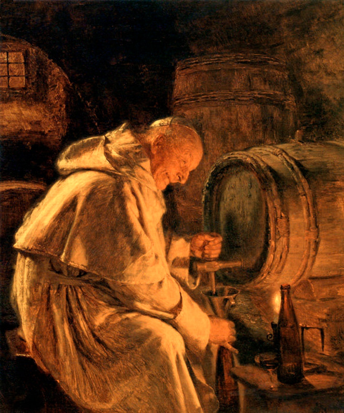 In the Wine Cellar Happy Monk 1888 German Painting by Eduard - Etsy