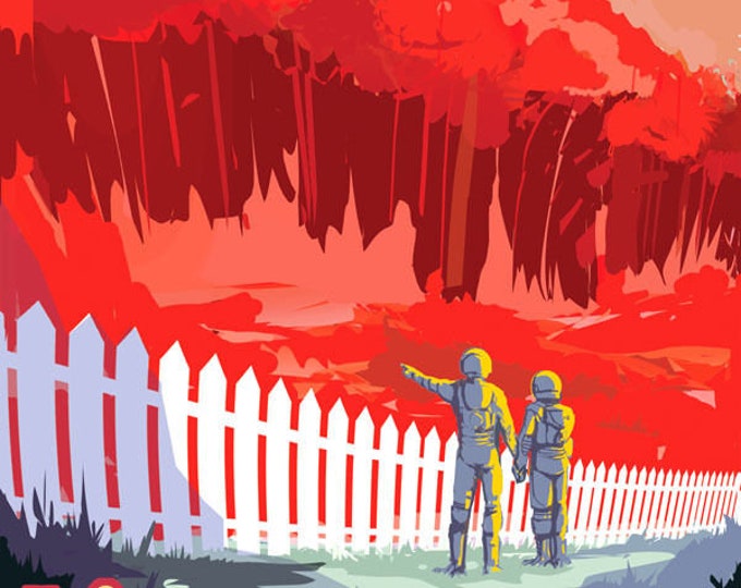 NASA Space Tourism Travel Poster Planet Quest Kepler186f Red - Etsy