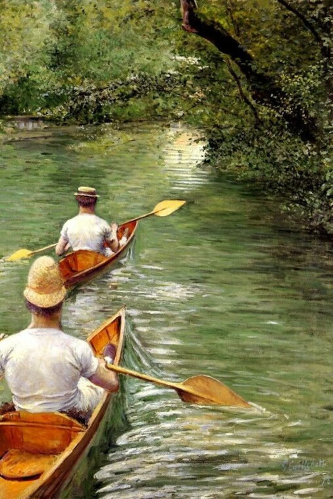 Perissoire Oar Boat Men Rowing River 1878 Painting by Gustave ...