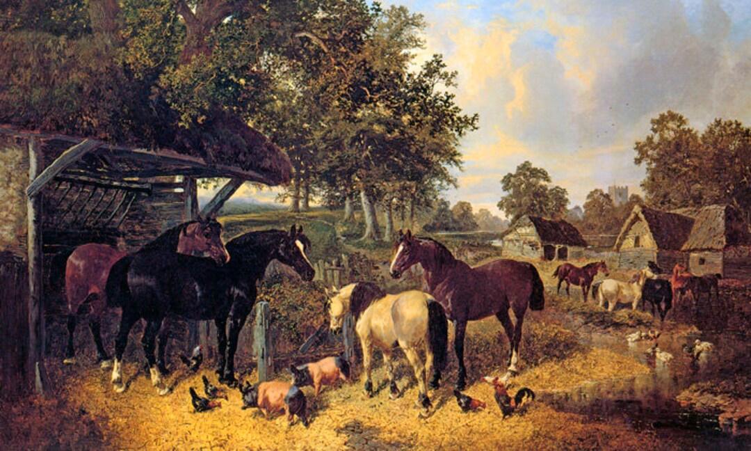 Horses Pigs Chicken Ducks Farmyard Farm Painting Art by John F. Herring ...