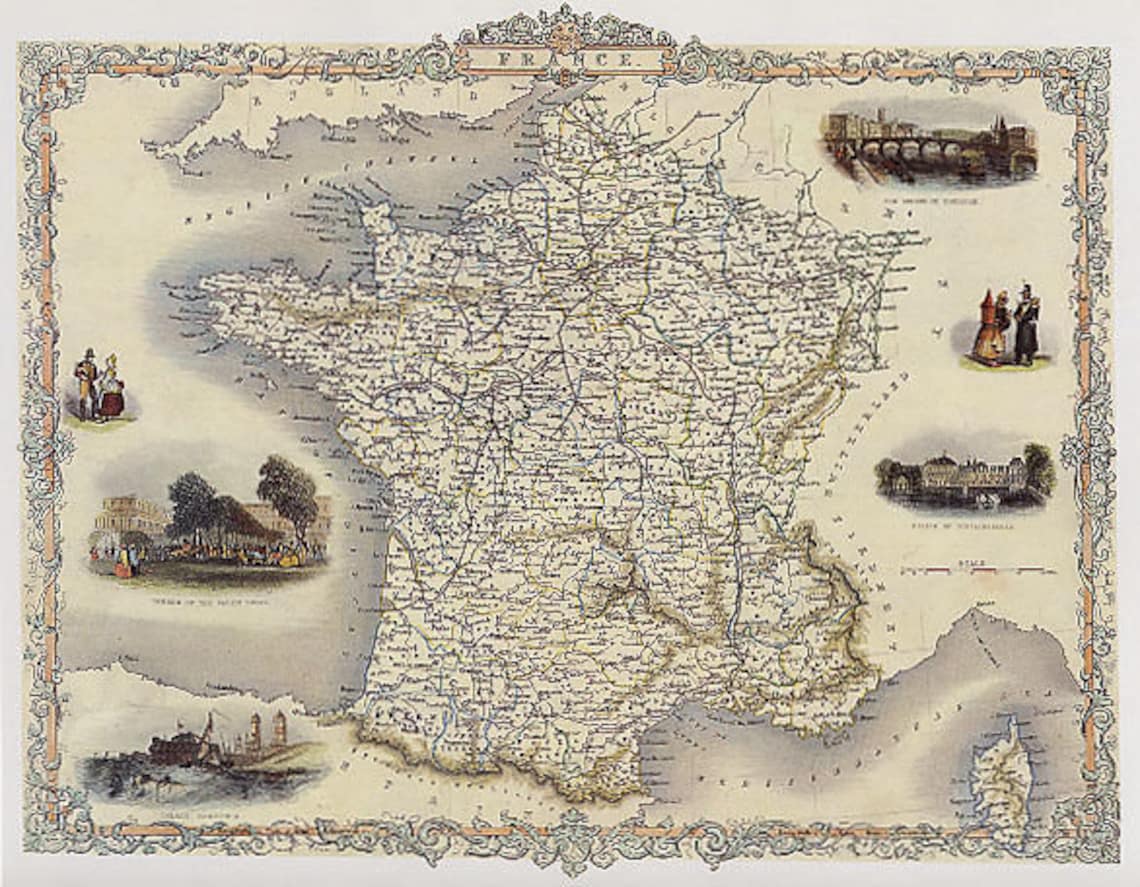1800'S Map France Toulouse Fontainebleau Repro Poster | Etsy