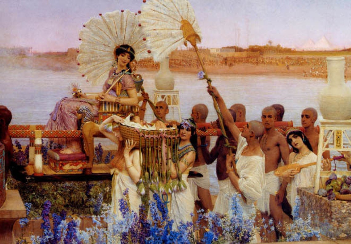 The Finding Of Moses Princess Nile River Biblical Painting By | Etsy
