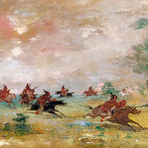 Comanche War Party Indian Wild Horses American Painting by George ...