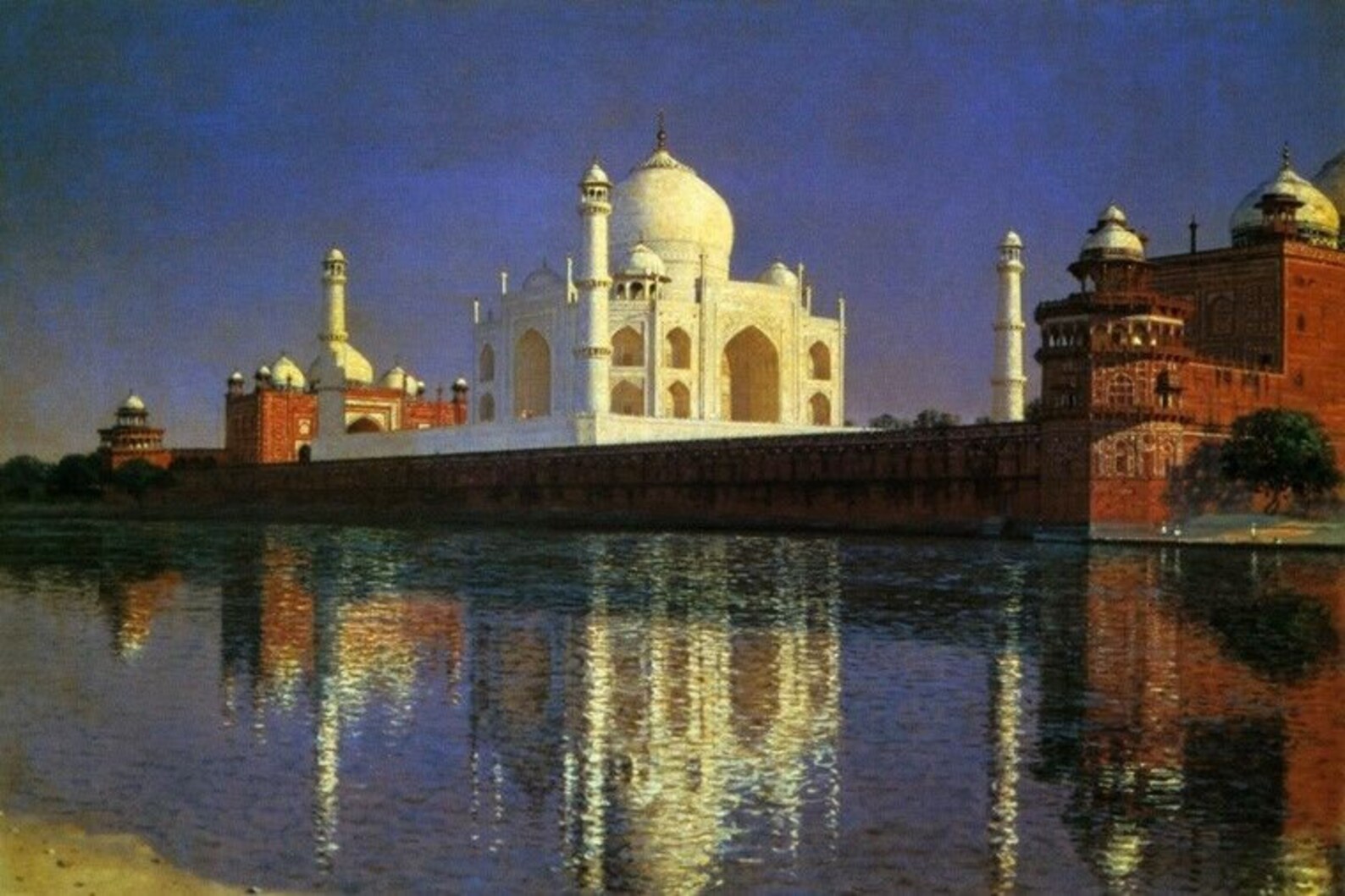 The Taj Mahal Mausoleum India Orientalist Painting by Vasily ...