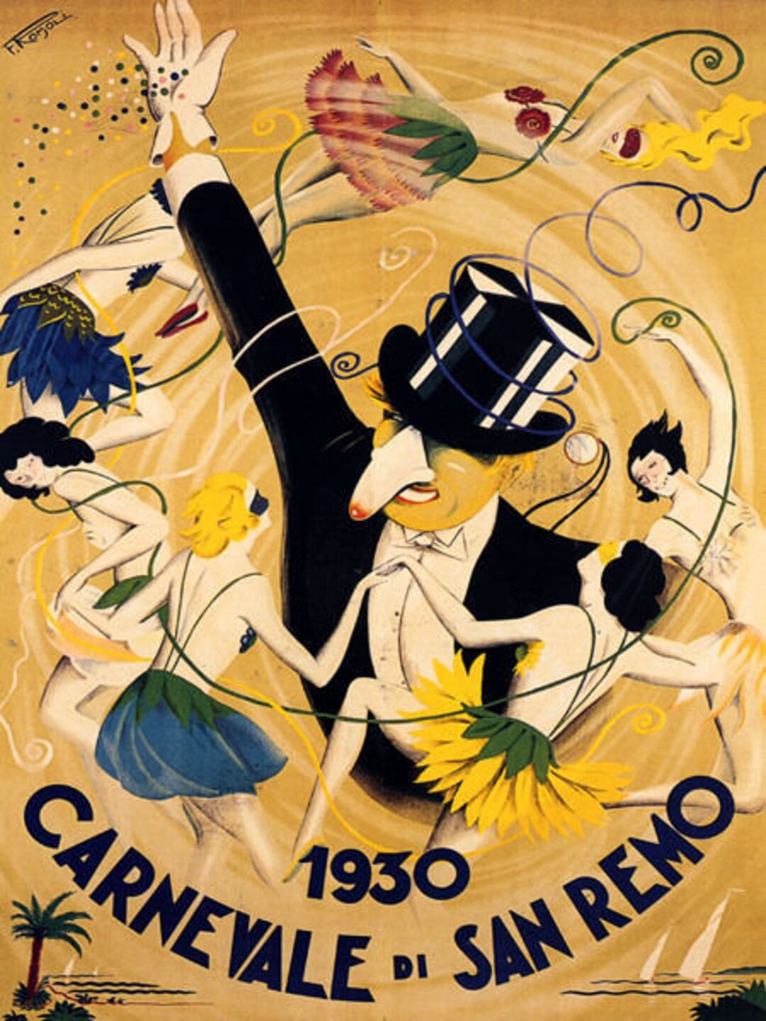 Italy Carnevale Di San Remo Carnival 1930 Italian Vintage Poster Repro ...
