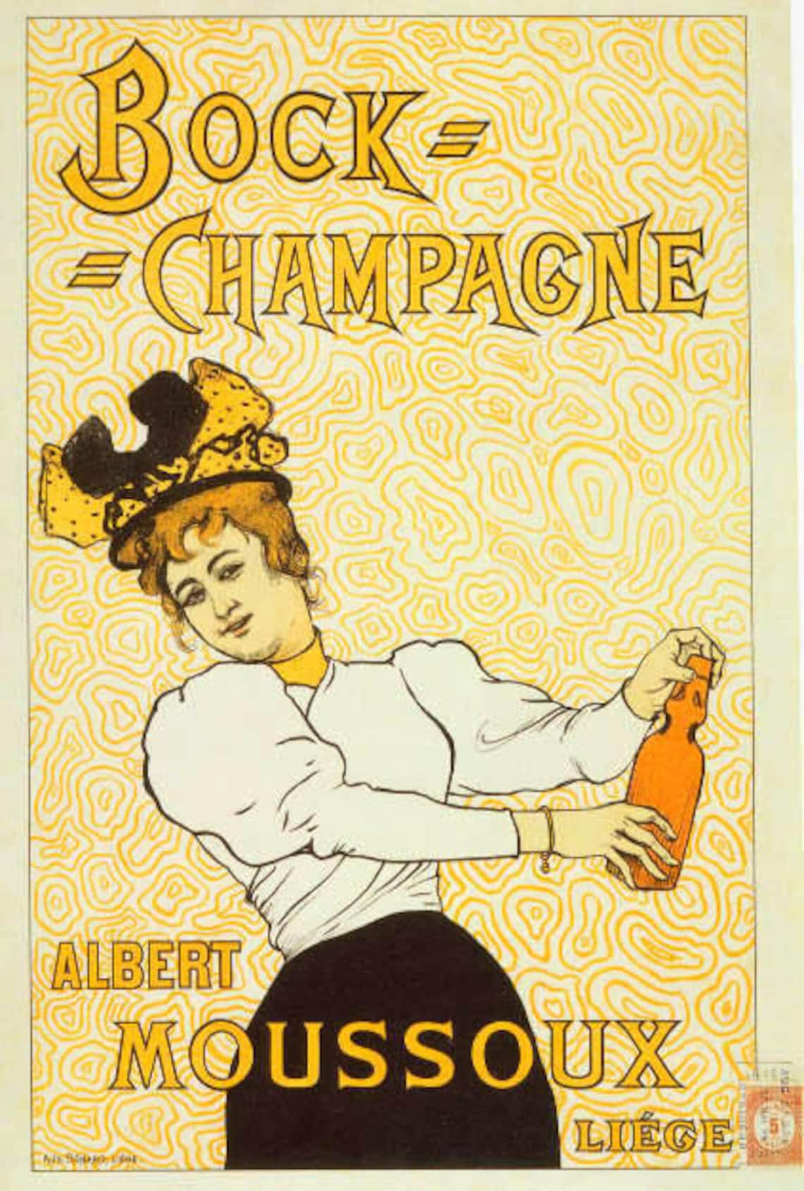 Bottle Bock Champagne Albert Moussoux Liege French Vintage - Etsy