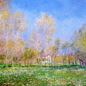 Spring in Giverny 1890 France Blue Sky Trees Painting by Claude Monet ...