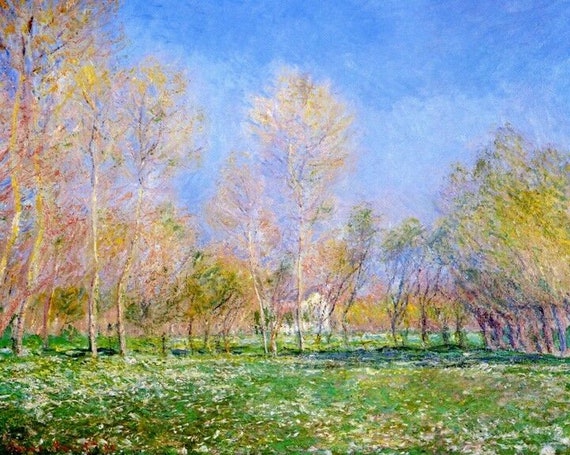 Spring in Giverny 1890 France Blue Sky Trees Painting by | Etsy