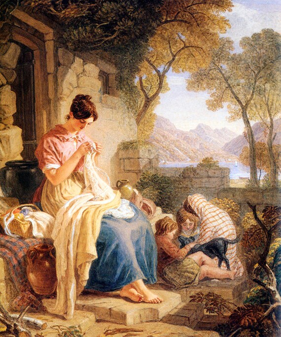 A Scottish Peasant Girl Embroidering Muslin at Luss by Joshua - Etsy
