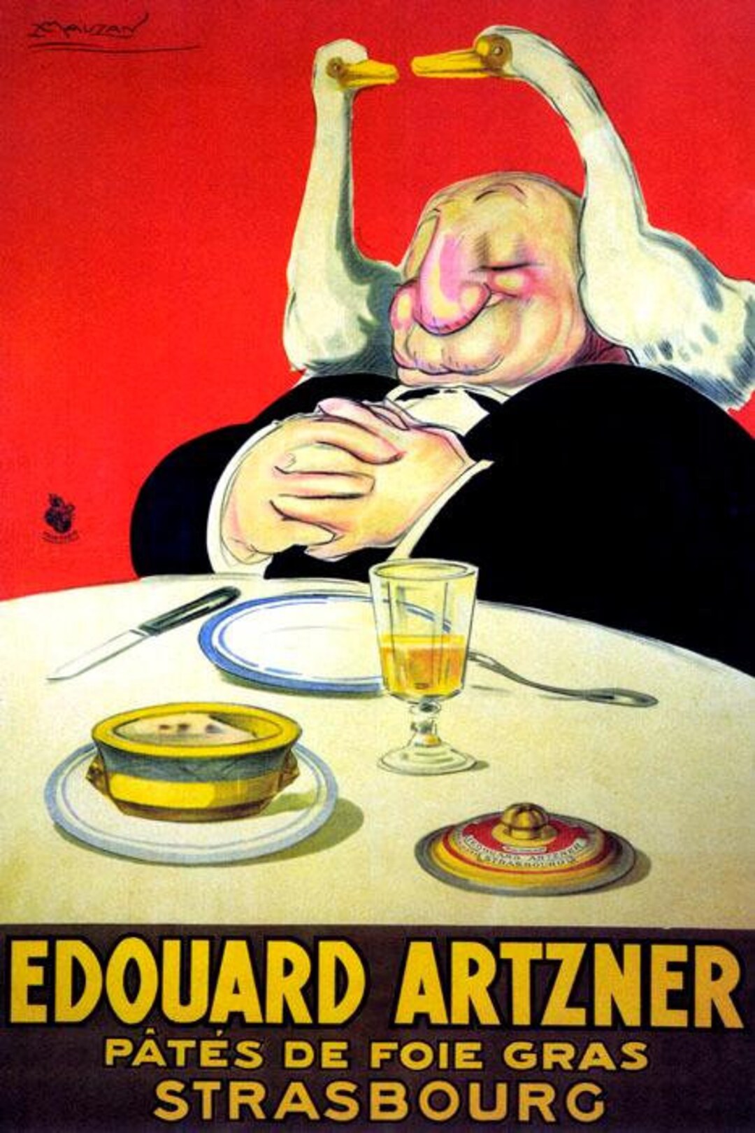French Edouard Artzner Pates De Foie Gras Strasbourg Goose Vintage ...