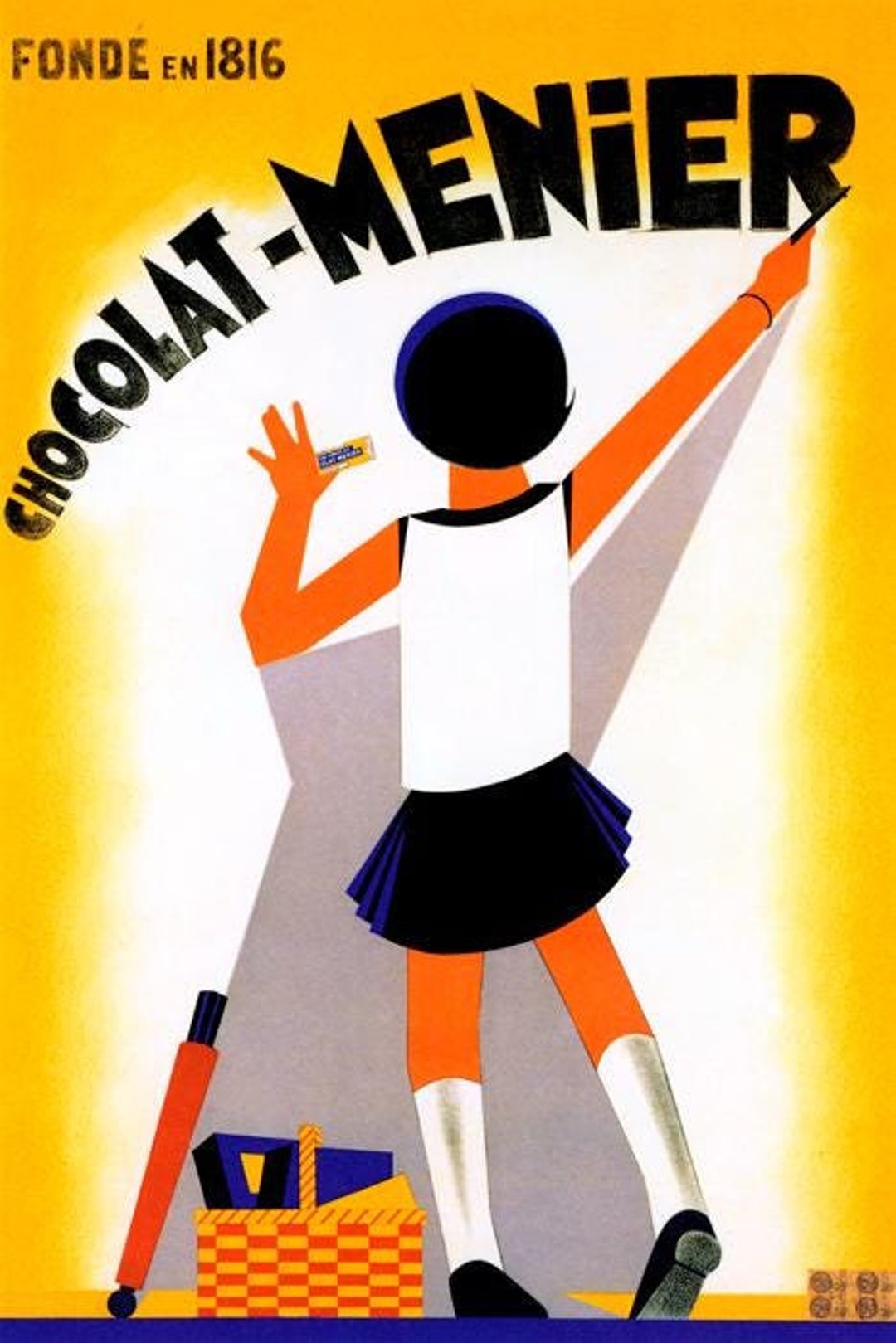 French Chocolat Menier Fonde En 1816 Girl Writing Candy Ad Vintage ...