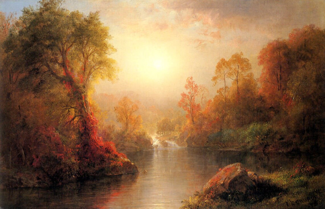 Autumn Hudson River Valley American Painting by F. Church on | Etsy