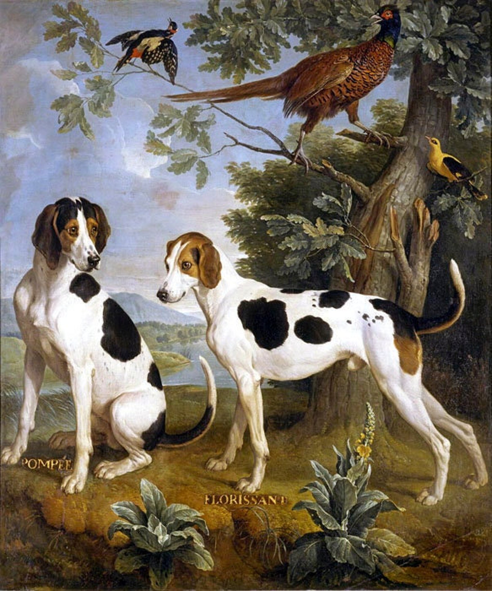Hounds Dogs of Louis XV Painting by Alexandre Francois Desportes Repro ...