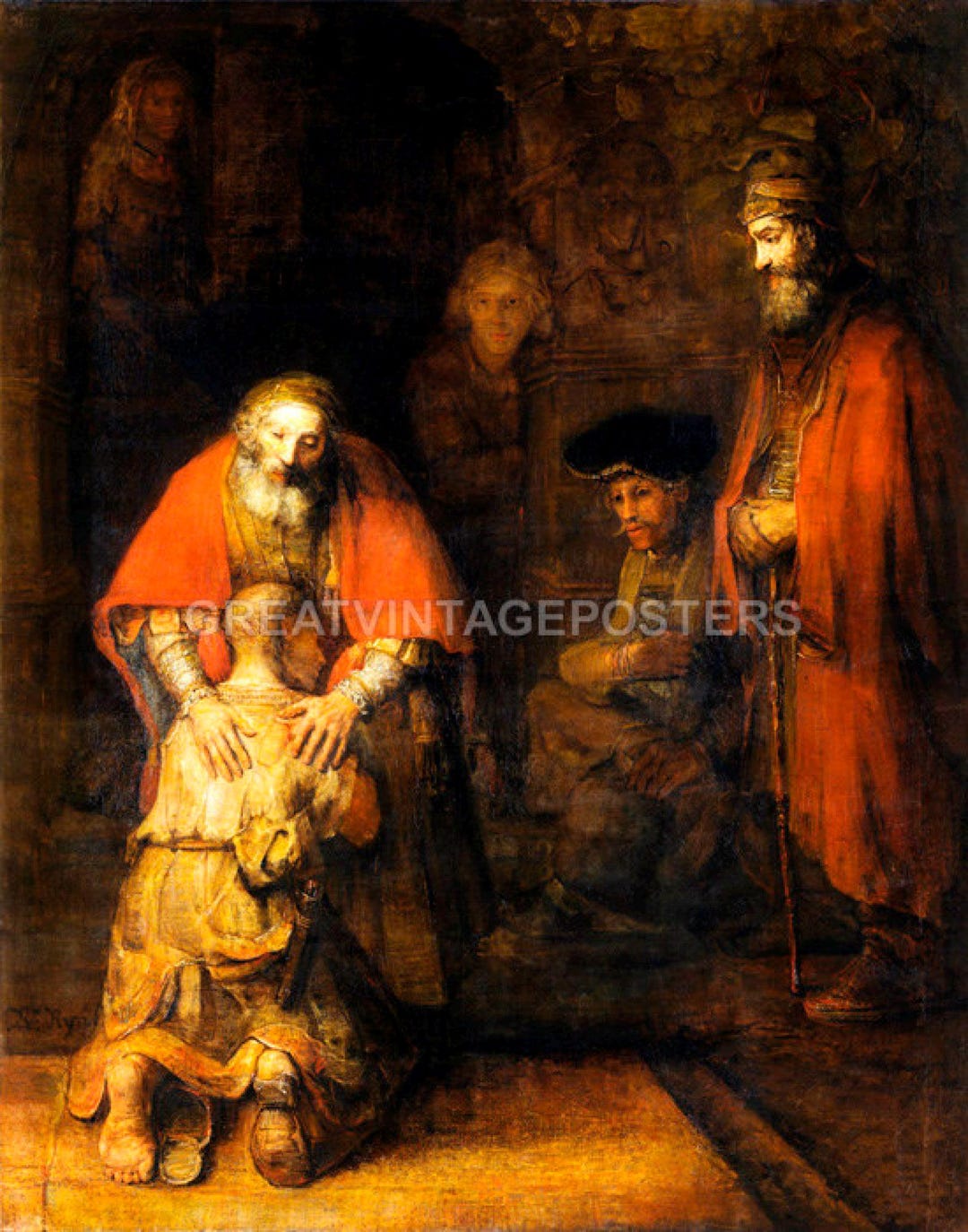 Return of the Prodigal Son Religion Poster Painting by Rembrandt Repro ...
