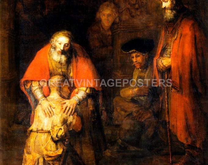 Return of the Prodigal Son Religion Poster Painting by Rembrandt Repro ...
