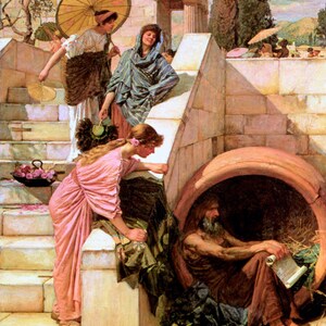 Girls Ladies Talking to Diogenes 1882 Fine Painting by J W Waterhouse ...