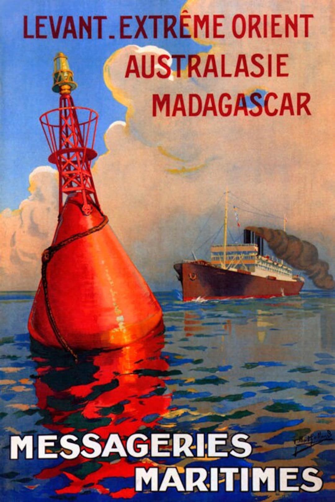 Madagascar Australia Ship Boat Messageries Maritimes Travel Vintage ...