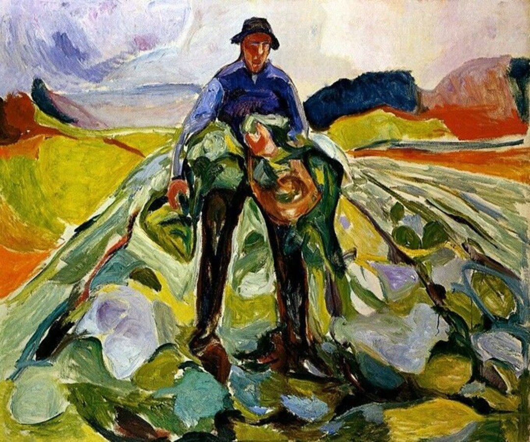 Man in A Cabbage Field Agricultural Worker 1916 Painting by Edvard ...