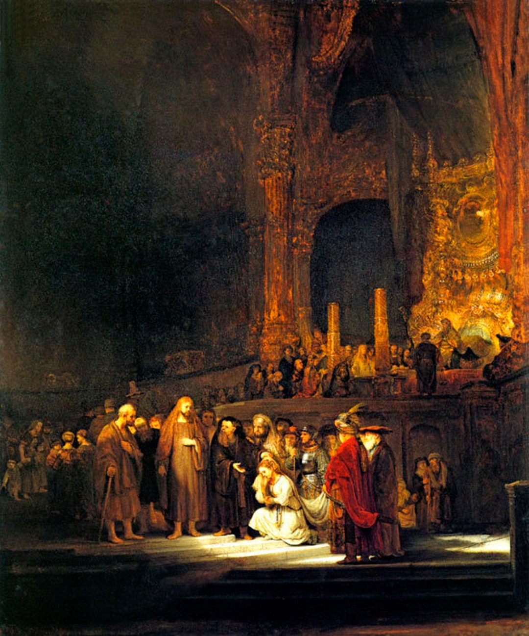 The Woman Taken in Adultery Christ's Forgiveness Painting by Rembrandt ...