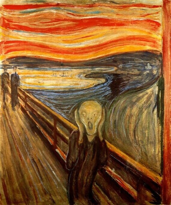 The Scream Distorted Man Twilight Waves Pain 1893 Painting By | Etsy