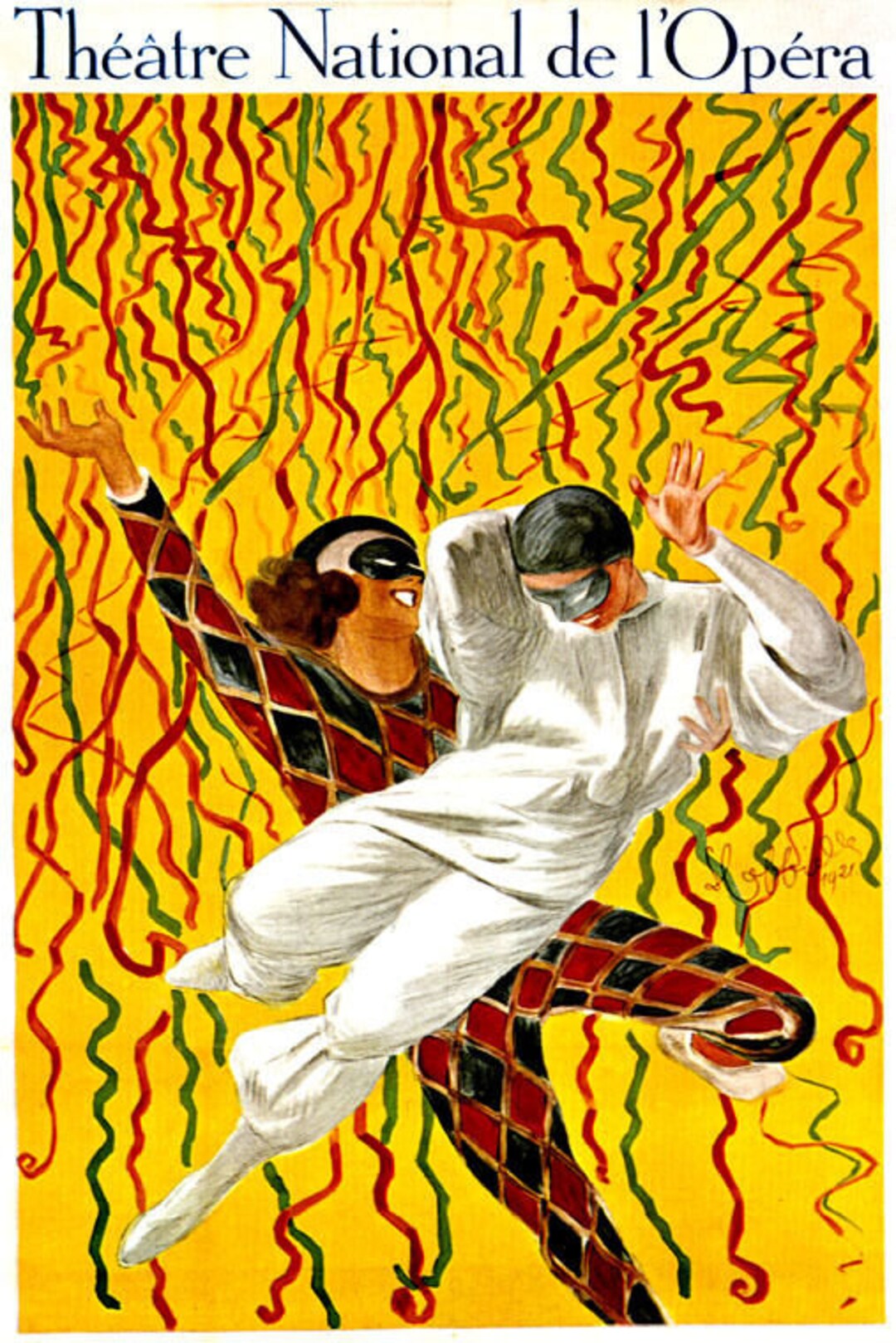 Theatre National De L'opera Carnival Masks French Cappiello Vintage ...