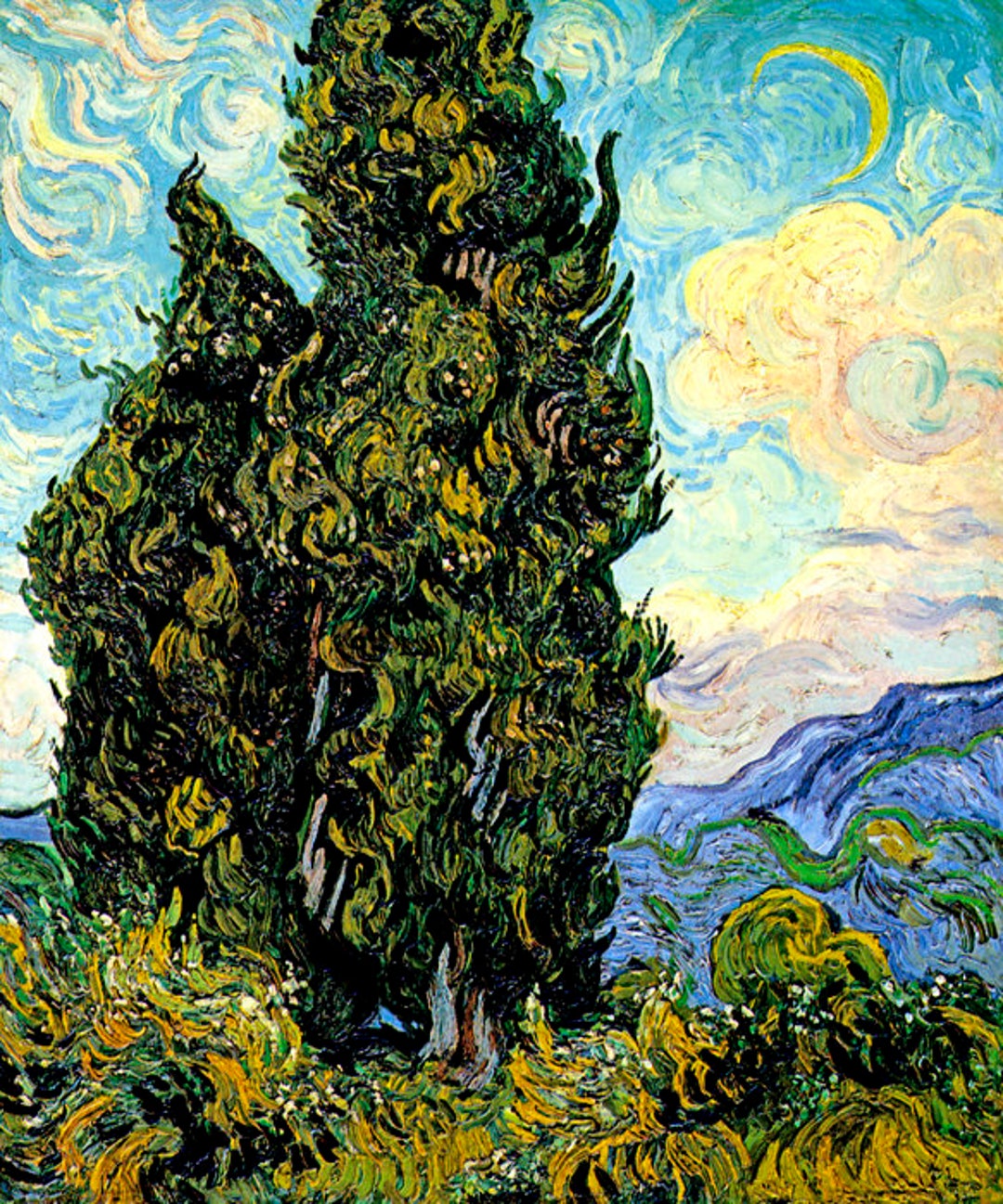 Cypresses Summer Landscape Impressionist Painting by Vincent Van Gogh ...