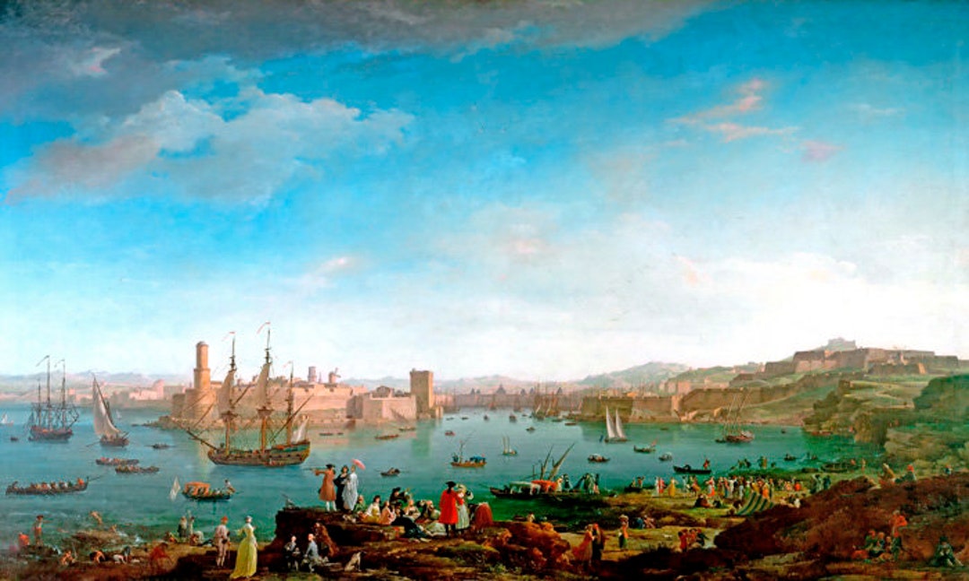 Entrada al puerto de Marsella, Francia. Pintura de Claude Joseph Vernet ...